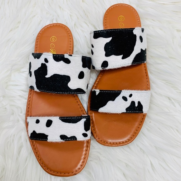 Shoes | Cow Print Strap Sandal | Poshmark